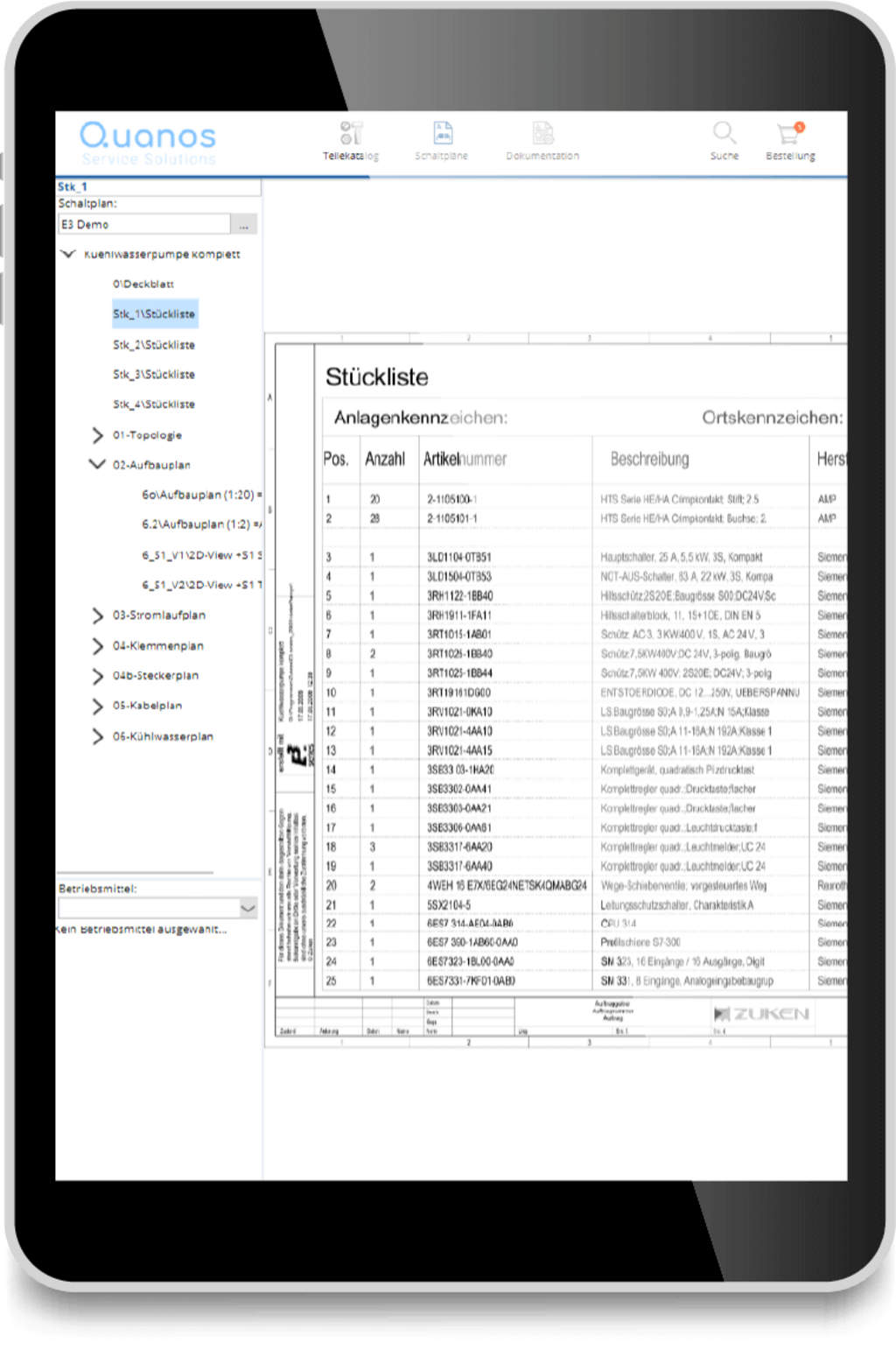 Quanos SIS.one | Alle Schaltpläne immer parat
